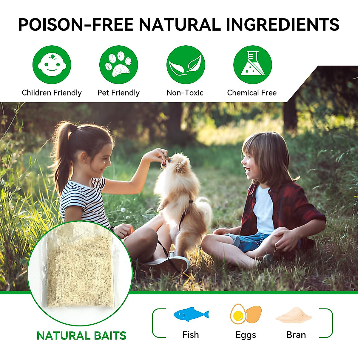 Fly Trap, 4 Pack Hanging Fly Traps Outdoor Home, Disposable Fly Catcher Outdoor with Premium Fly Bait, Pet Safe Pest Control, Flying Insect and Horse Fly Traps Outdoor for Backyard, Patio & Camping