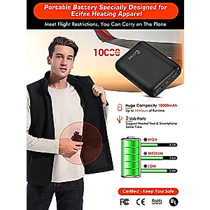 ECIFEE Men's Rechargeable Heated Windproof Lightweight Golf Vest Outerwear with Pockets, Softshell Vests with Battery for Running Hiking