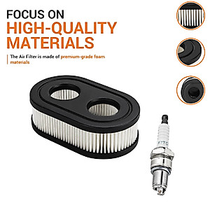 Air Filter Spark Plug for Troy-Bilt TB110 TB115 TB200 TB230 TB330 TB370 Lawn Mower Suitable for 550E 550EX 500EX 625EX 675EXI 725EXI 575EX Series Engine