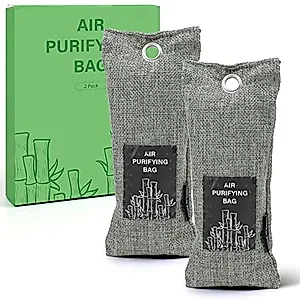 Shoe Deodorizer Charcoal Bags Odor Absorber, Bamboo Charcoal Air Purifying Bags, Charcoal Deodorizer Bags for Shoes, Car, Closet, Pets, Basement(2 Pack)