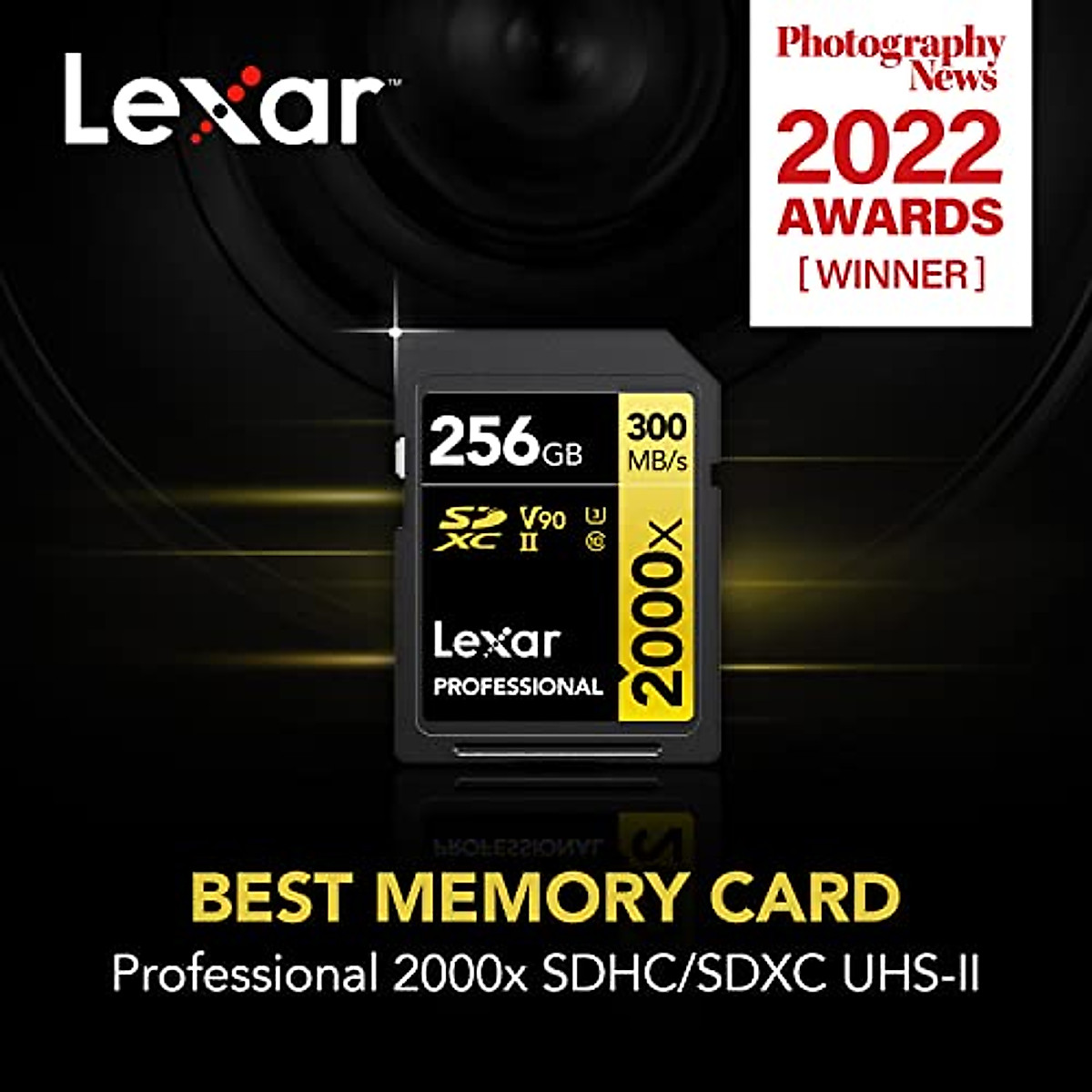 Lexar Professional 2000x 64GB SDXC UHS-II Memory Card, C10, U3, V90, Full-HD & 8K Video, Up To 300MB/s Read, for DSLR, Cinema-Quality Video Cameras (LSD2000064G-BNNNU)