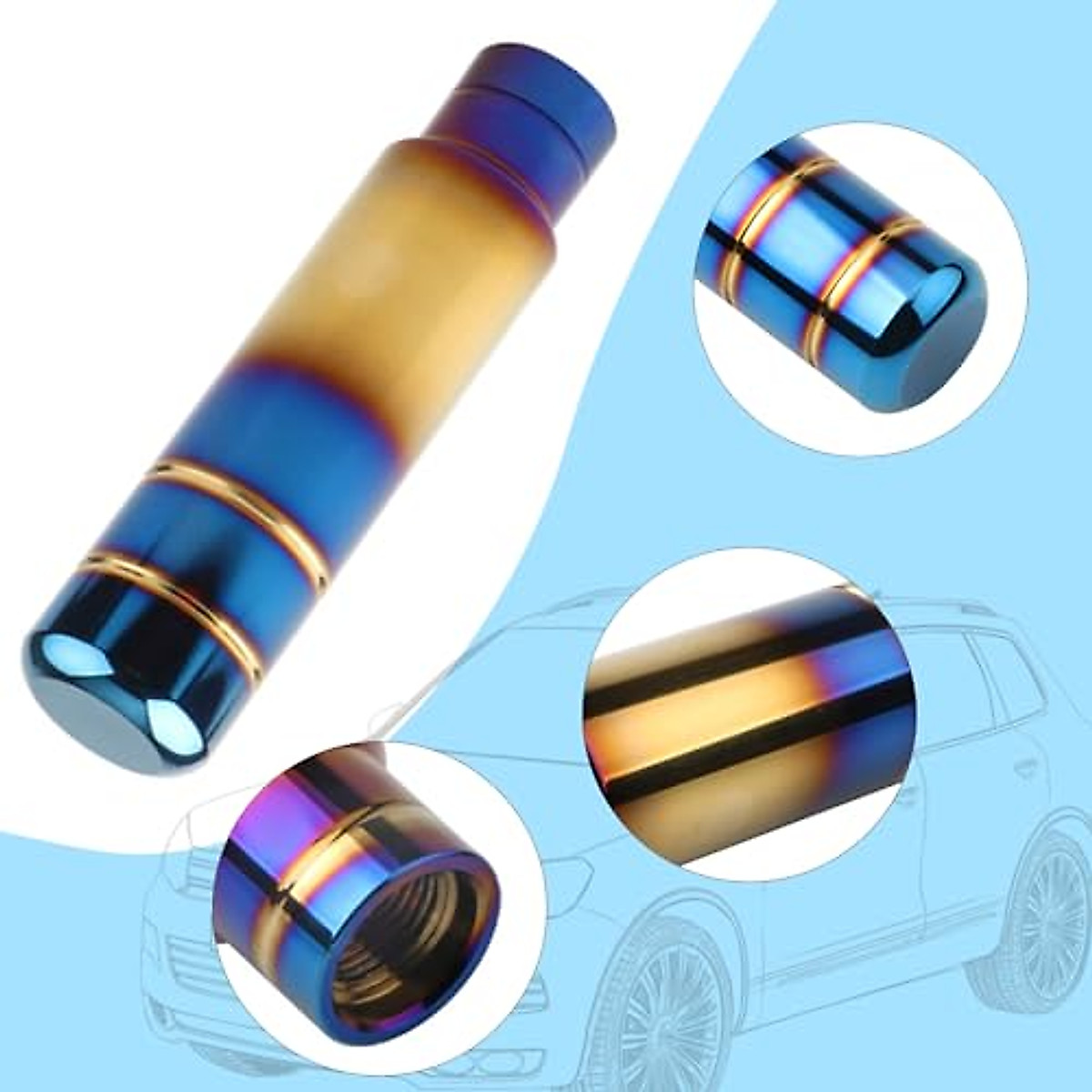 UGSHY 1 PC 5In Aluminum Alloy Heavy Weighted Shifter Knob, Metal Gear Stick Shifter Handle with Hread Adapters, Universal Weighted Gear Lever for Most Manual Automatic Transmissions (Baked Blue)