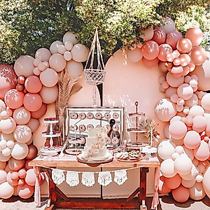 Boho Pink Balloon Arch Garland Kit, SCMDOTI Blush Pink Balloon Arch with Double Stuffed Dusty Pink Nude Neutral Balloons for Baby in Bloom Baby Shower, Birthday, Weddings,Bridal Shower Decoration