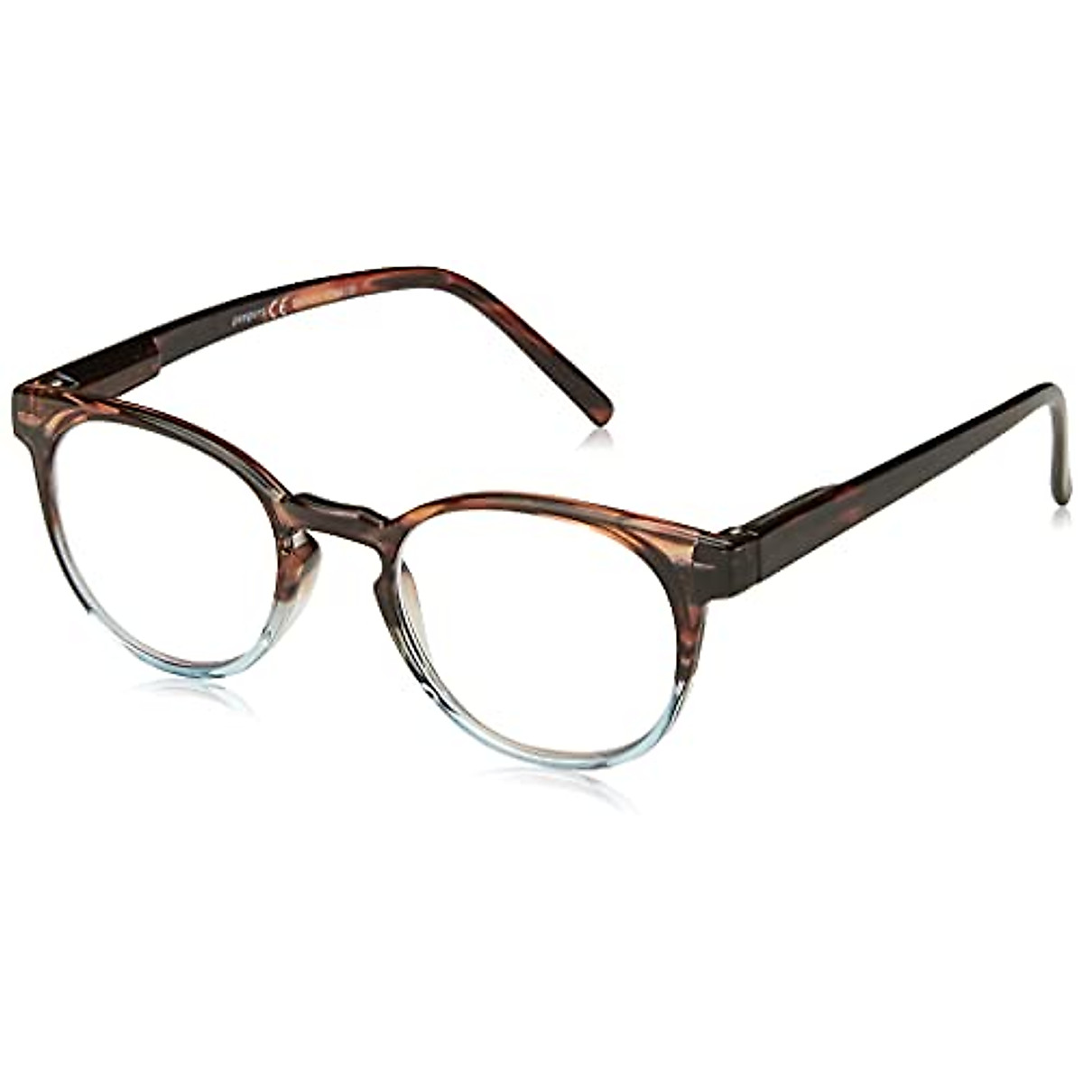 Peepers by PeeperSpecs Dynomite Round Light Blocking Reading Glasses, Blue/Brown, 47 + 1.5
