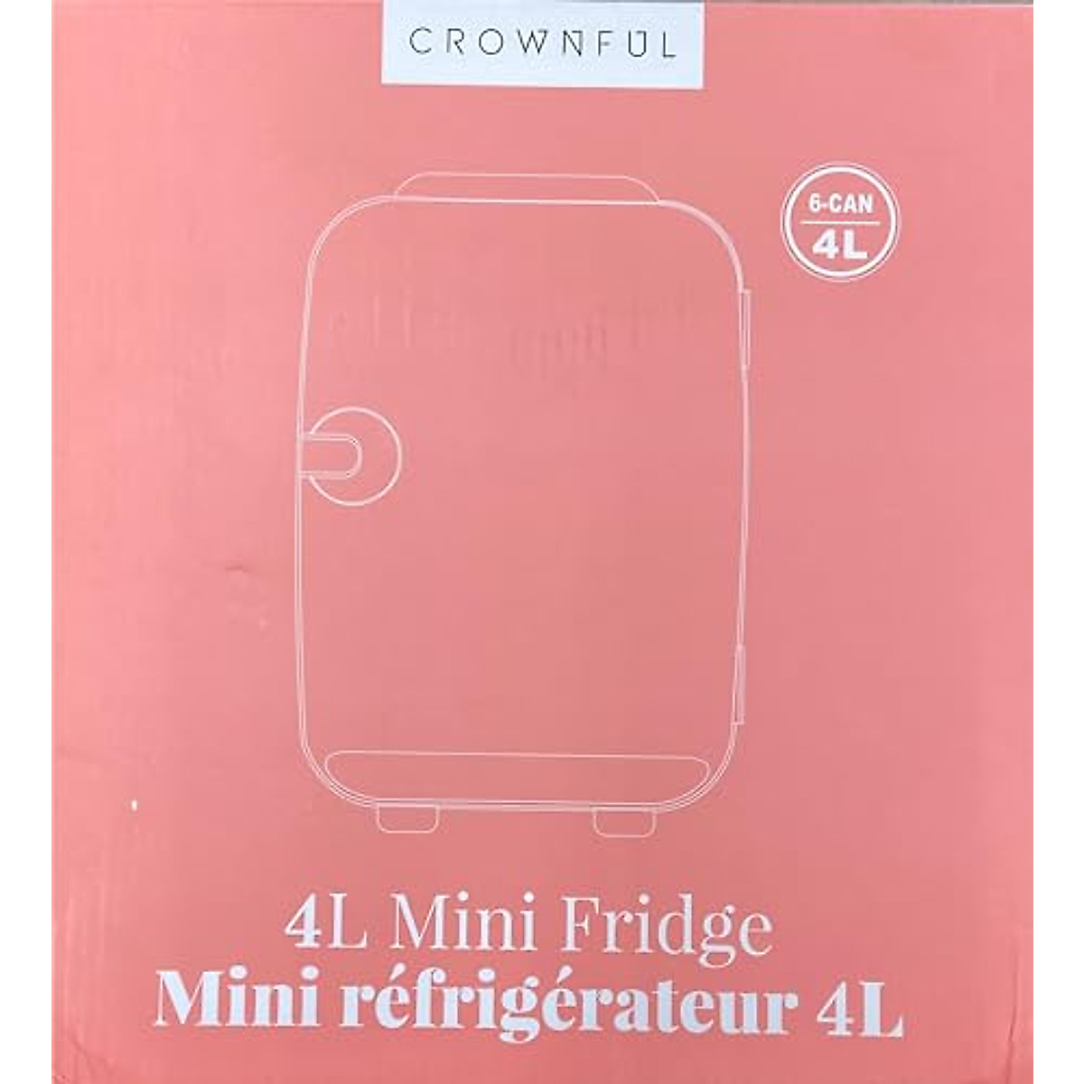 CROWNFUL Mini Fridge, 4 Liter/6 Can Portable Cooler and Warmer Personal Fridge for Skin Care, Cosmetics, Food,Great for Bedroom, Office, Car, Dorm, ETL Listed (Black)