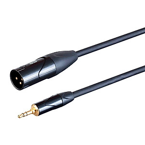 Monoprice XLR Male to 1/8in TRS Male Connector - 6 Feet - Black, Heavy Gauge 24AWG On Tour Cables, Gold Plated Connectors - Stage Right Series