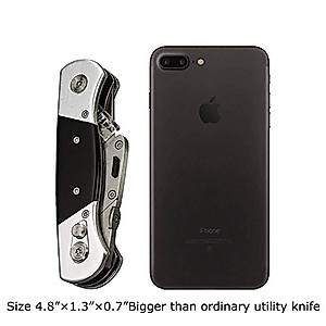 Heavy Duty Folding Utility Knife Dual Blades/Box Cutter with Nylon Pouch + 5 SK5 Blades (Professional Grade)