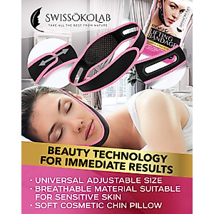 SWISSOKOLAB Reusable Face Slimming Strap Double Chin Reducer V Line Mask Chin Up Patch Chin V Up Contour Tightening Firming Tape Neck Bandage V-Line Lifting Patches V Shaped Belt (Lifting Bandage)