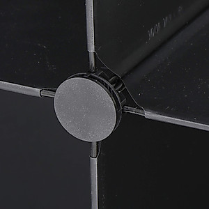 SUPER DEAL Cube Storage Organizer Shelf 16 Cubes Shoe Rack Bookcase Display Shleves Plastic DIY Modular Cabinet Closet with Metal Hammer for Home Bedroom, Living Room, Bathroom, Office, Black