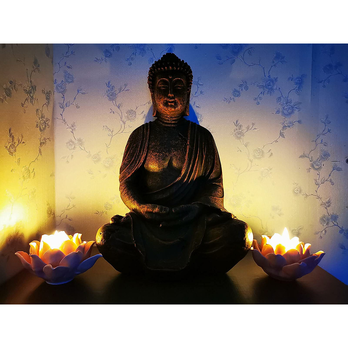 ZOWIE KING Meditating Buddha Statue for Home, 12" Buddha Decor Desk Zen Garden Buddah Decoration Home Figurine