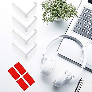 4 Pieces Headphone Hanger Headphone Hook Headset Holders Headphone Wall Mount with Adhesive Glues Headset Acrylic Holder Mount for General Purpose Game Headphones (White Pad Style)