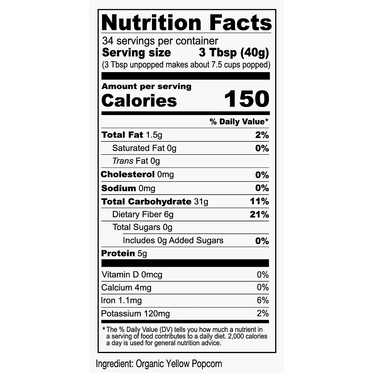 Anthony's Organic Yellow Popcorn Kernels, 3 lb, UnPopped, Gluten Free, Non GMO