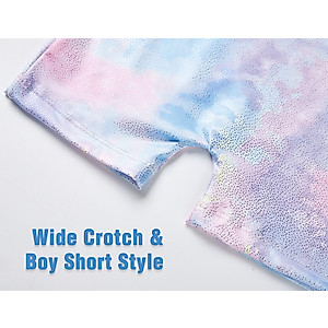 Gymnastics Leotards for Girls 7-8 Years Sparkly Purple Tie Dye Sleeveless Biketards Stretchy Tumbling Practicing Unitard