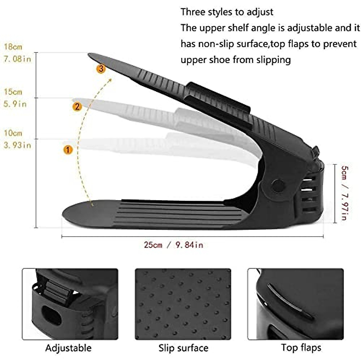 WAITLOVER Adjustable Shoe Stacker 1 Pcs Shoe Slots Organizer Shoe Slots Space Saver Double Rack Adjustable Shoe Durable Deck Shoe