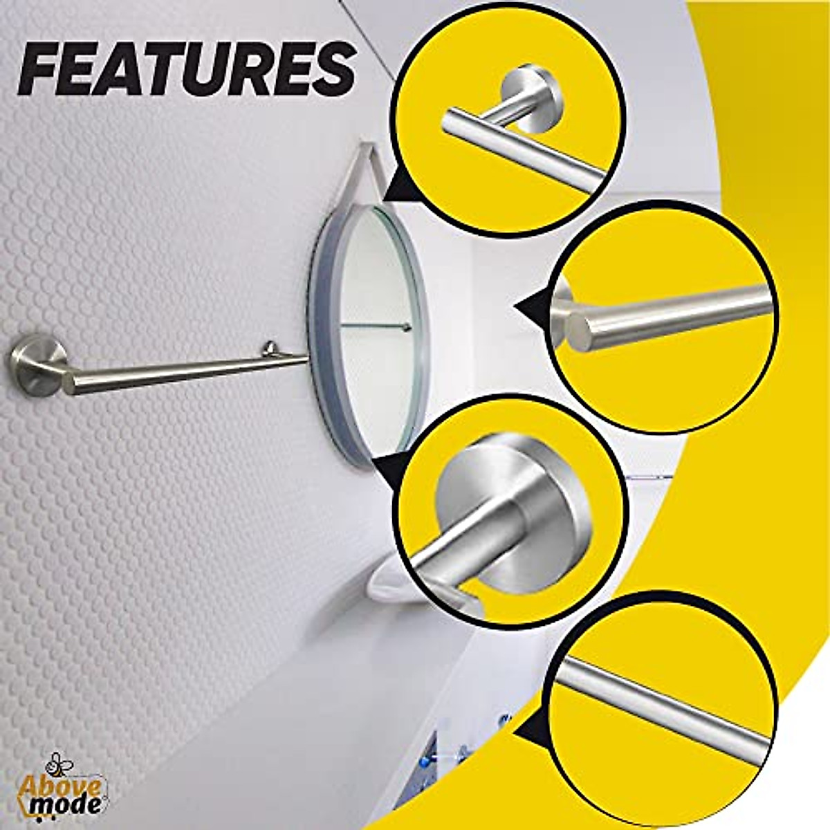 Above Mode – 24 Inch Sturdy Brushed Stainless Steel Towel Bar to Hang Your Towel Smoothly – Wall Mounted & Rust Proof Bathroom Towel Bar