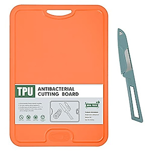Gintan TPU Cutting Board, BPA-Free, With Knife and Juice Groove,Scratch Resistant Flexible Cutting Boards for Kitchen, Dishwasher Safe, Easy-Grip Handle, Non-Slip