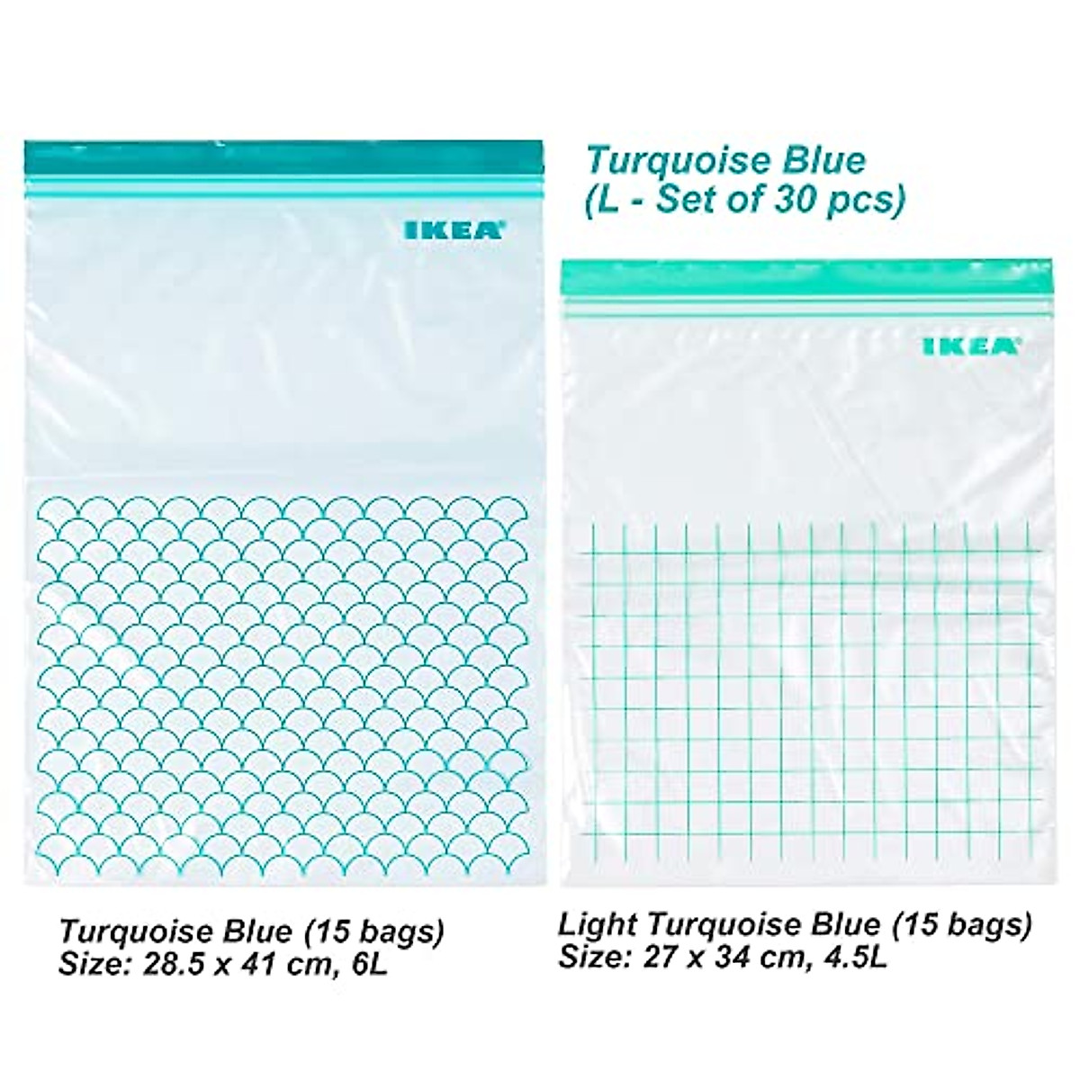 2 Sets of Ikea ISTAD Bags, Freezer Safe, Reusable Food Storage Bags and Household Storage Bags