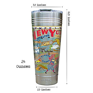 Catstudio New York State Thermal Tumbler | Triple Wall Insulation With Non Slip Bottom | Great Travel Cup for Water, Coffee, Tea, or Smoothies