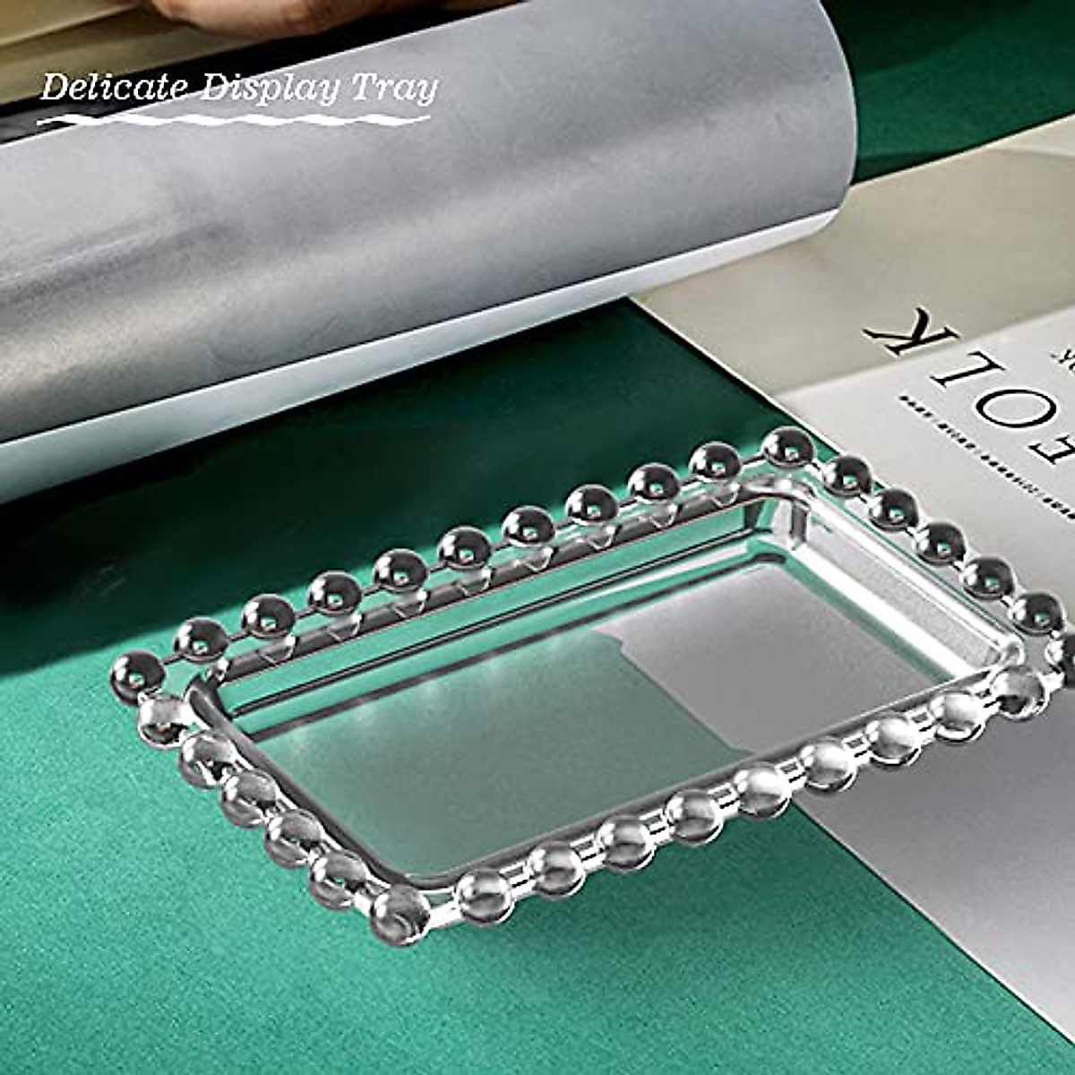 Resin Tray Mold with Bead Edges Rectangle Jewelry Plate Mould for Resin Epoxy Casting Display Trinket Candles Holder Soap Dish Storage Container Art Crafts Making Supplies Home Decoration