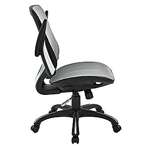 Office Star Ventilated Manager's Office Desk Chair with Breathable Mesh Seat and Back, Black Base, Grey