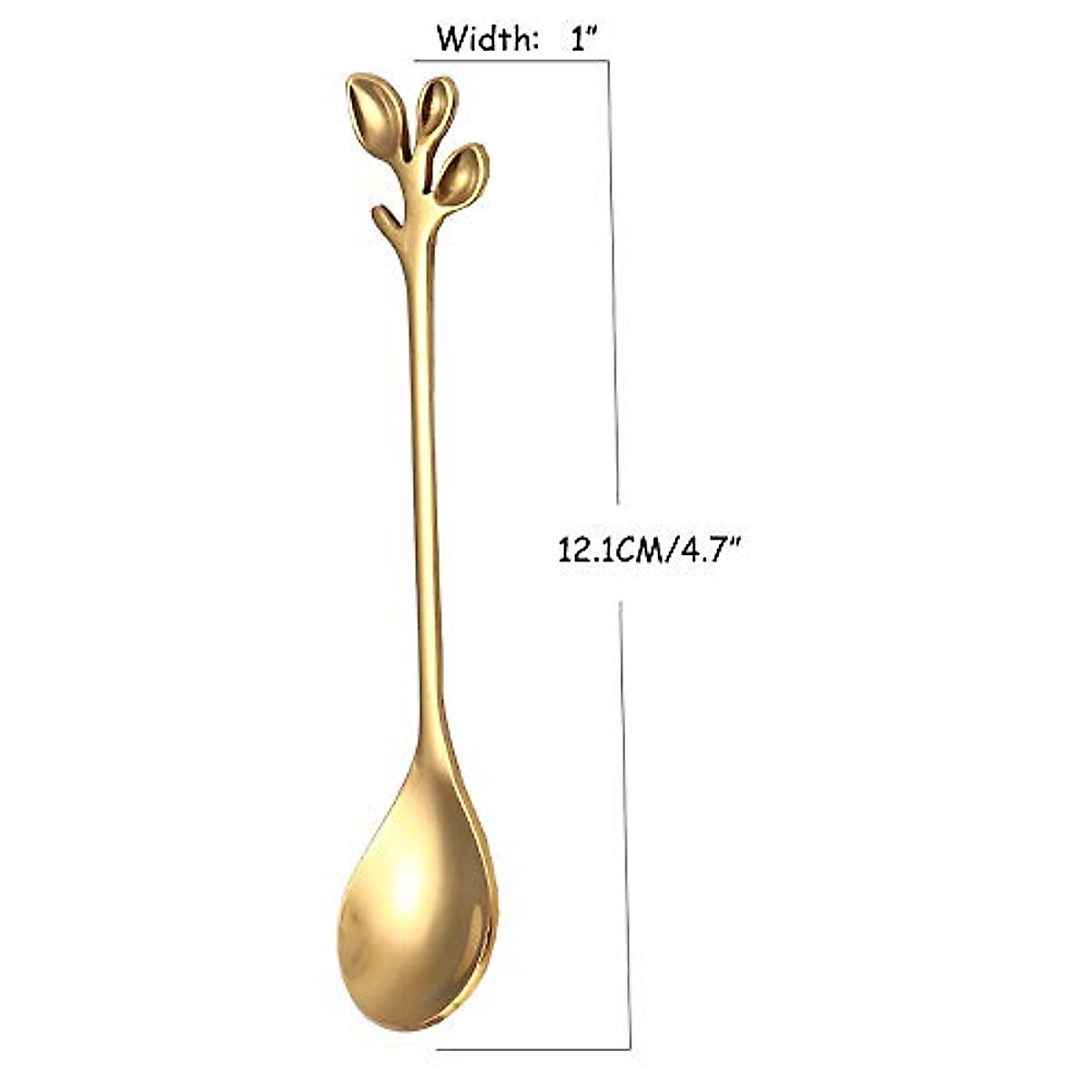 Demitasse Espresso Spoon Set of 6 Leaf Specialty Spoons Stainless Steel Teaspoons Mirror Polishing Coffee Spoons for Dessert Sugar Tea Appetizer (Gold)