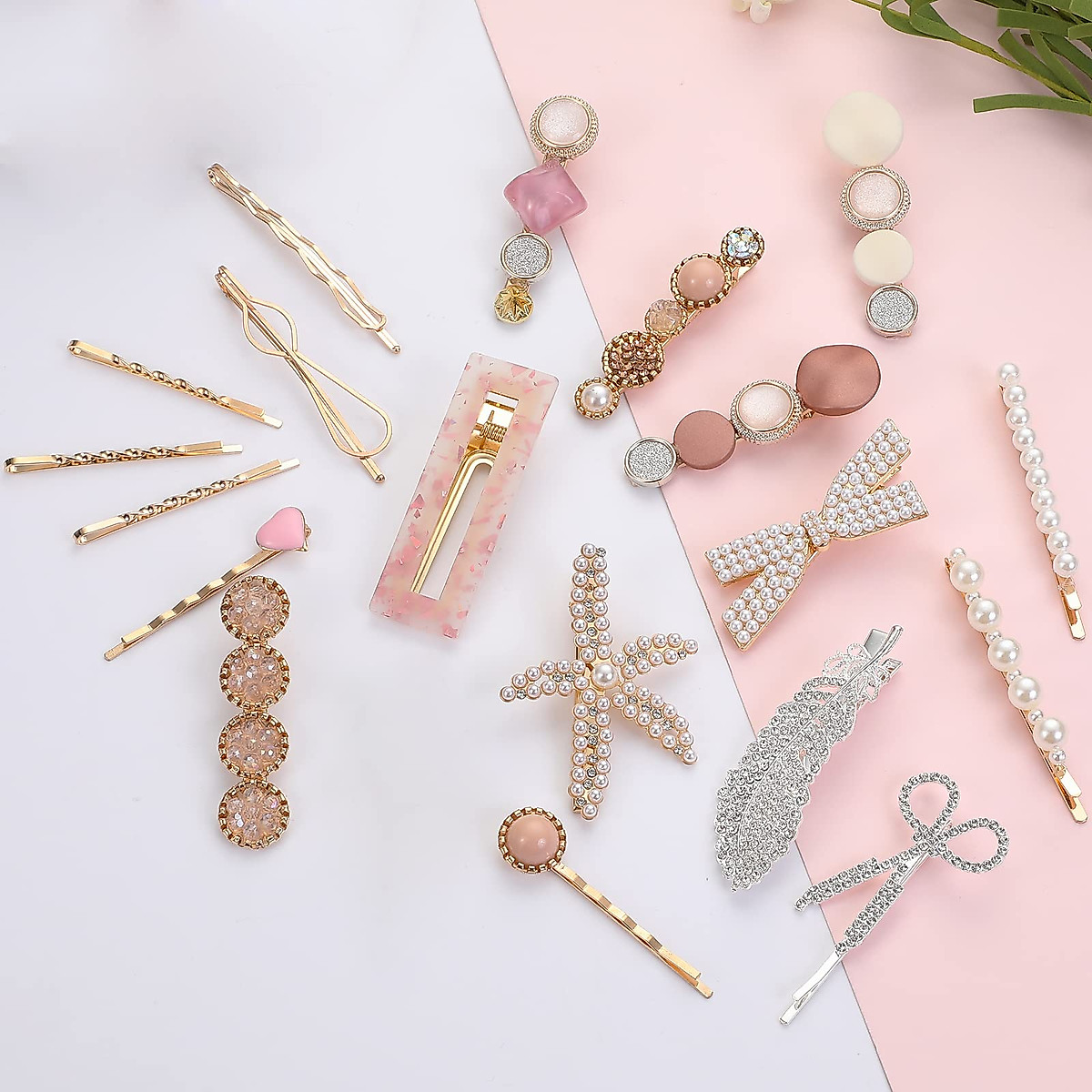Parcce 20 Pieces Pearl Hair Clips Set, Hair Barrettes Acrylic Resin Sweet Decorative Bobby Pins Hairpin Headwear Hair Accessories Headwear for Women and Girls…