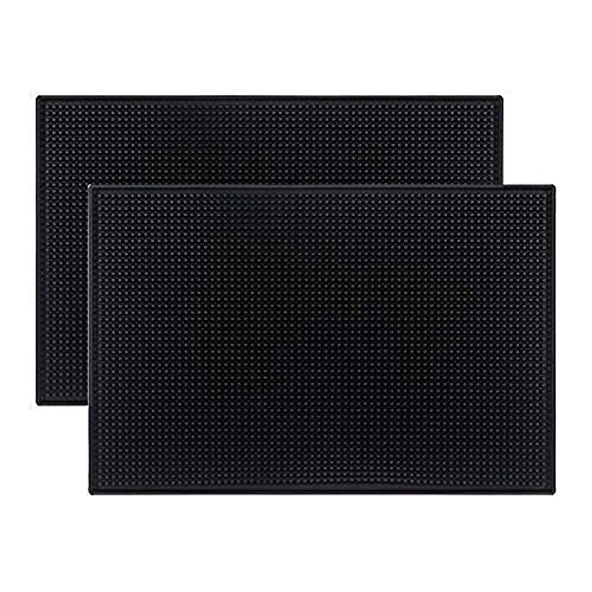 Tebery 2 Pack Rubber Bar Mat 18 x 12, Thick Durable and Stylish Black Bar Spill Mat. Non Slip, Non-Toxic, Service Mat for Coffee, Bars, Restaurants Counter Top