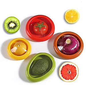 Popi Products 6PCS Vegetable And Fruit Storage Containers For Fridge-Reusable Fresh Food Savers-Onion Storage Pod-Tomato Holder-Lemon Saver-Avocado Holder-Apple And Banana Case