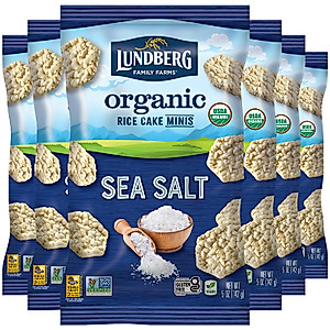 Lundberg Organic Rice Cake Minis, Original Sea Salt – Mini Rice Cakes, Healthy Snacks for Adults and Kids, Vegan Snacks, Gluten-Free, Healthy Food for Snacking & Dipping, 5 Oz (Pack of 6)