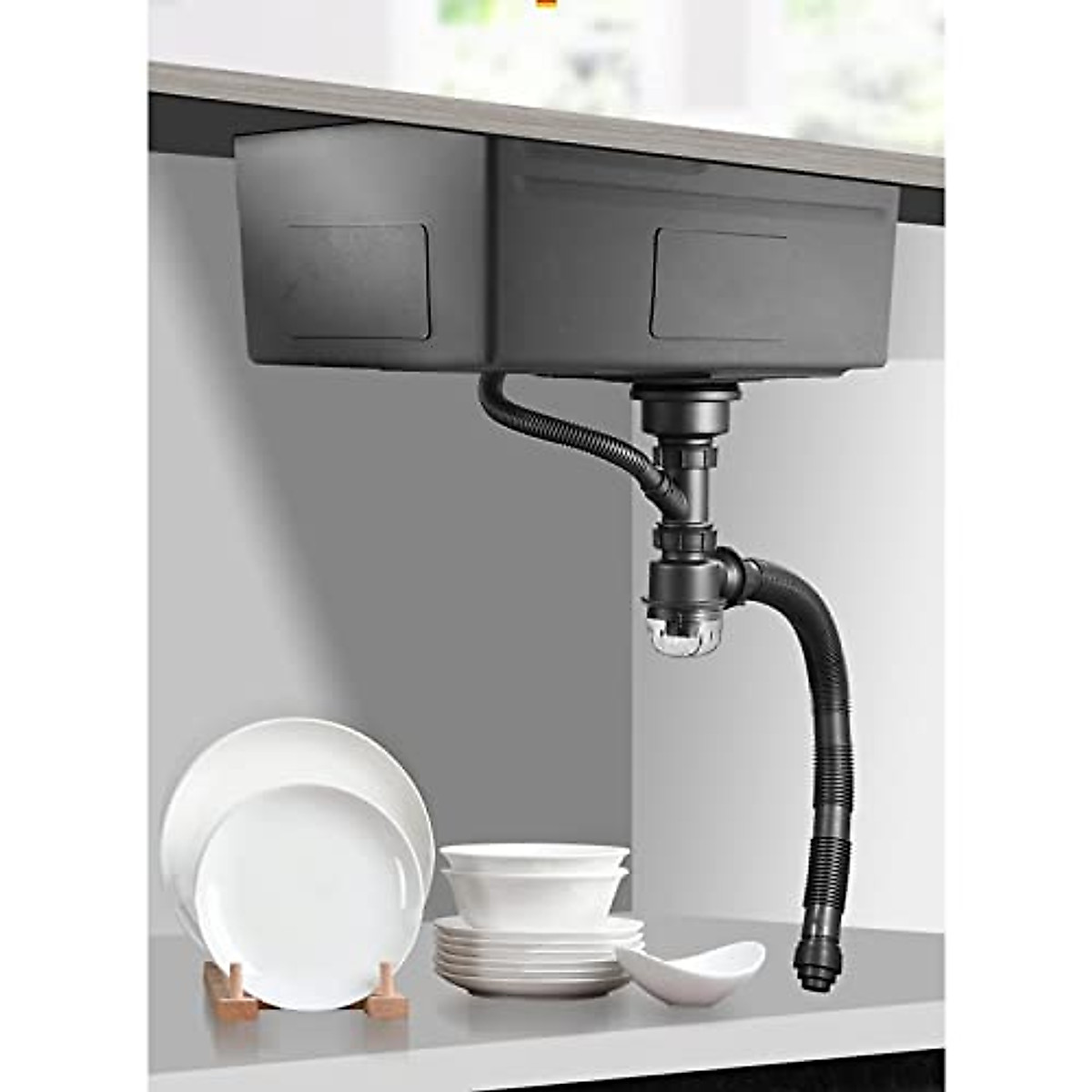 Ozetix Kitchen Sink 304 Stainless Steel Nano Raindance Waterfall Sink Home Sink Vegetable Basin Single Sink Workstation Kitchen Sink With Pull-Out Faucet, Pressurized Cup Washer, Gun grey, 75*45*20cm