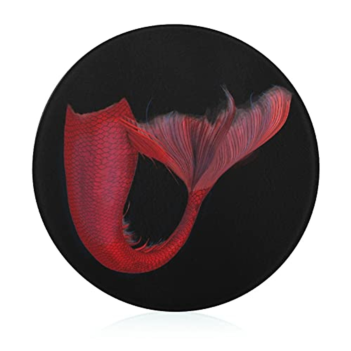 Mermaid Tail Printed Round Cutting Board Glass Chopping Blocks Mats Food Tray for Home Kitchen Decoration