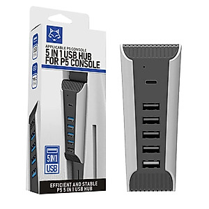 G-Dreamer HS-PS5027 5 in 1 USB HUB for PS5 Console - 4 USB Data Transmission Ports, 1 USB Charging Port, 1 Type-c3.1 Port