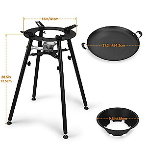 Onlyfire Paella Burner and Stand Set with 21 Inch Frying Pan and Reinforced Legs, GS300 Outdoor Cooking System Portable Propane Cooker with Wok for Backyard Camping RV