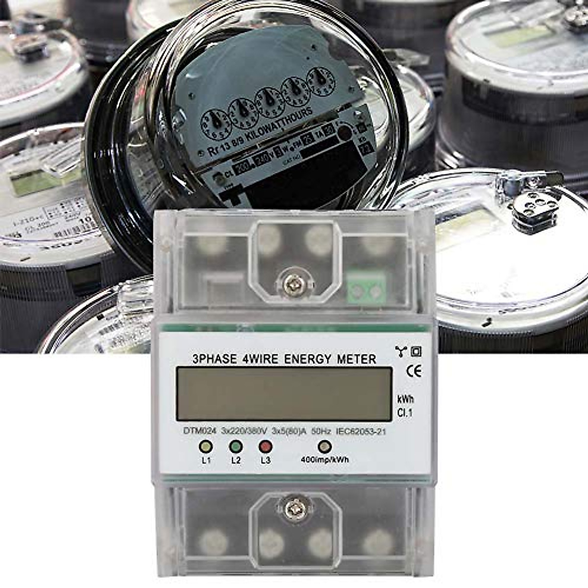 3 Phase Power Meter DTM024 Digital LCD Display Energy Meter Electric Kilowatt Hour Meter, 220/380V 5-80A