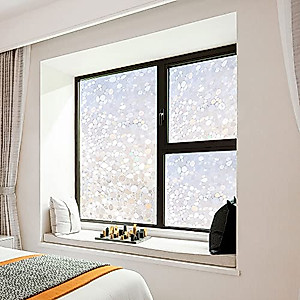 3D Pebble Window Privacy Film, Frosted Glass Window Film,Vinyl Decorative Window Decals, UV Blocking Window Coverings Static Clings Non Adhesive Window Film (17.5 x 78.7 inch)