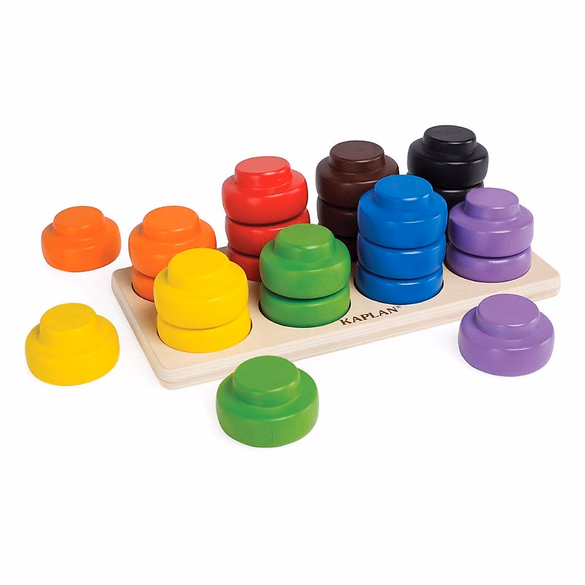 Kaplan Early Learning Toddler Color Stacker, Wooden Educational Toy for Fine Motor Development