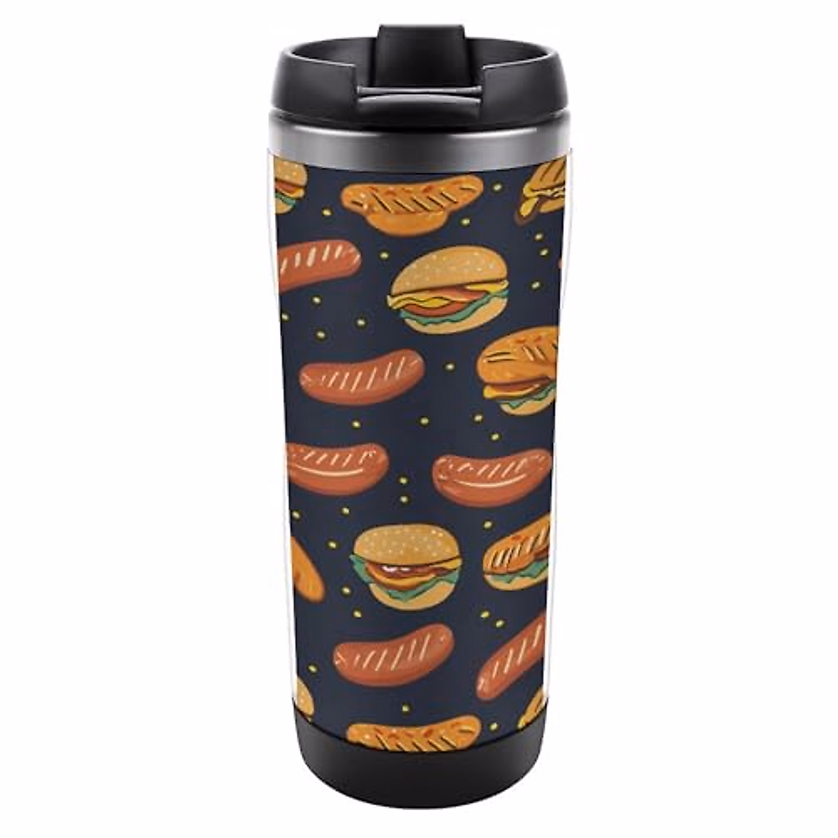 Hot Dogs Chicken Drumsticks Burgers Travel Coffee Mug Reusable Insulated Drinking Cup with Lid for Home Outdoor Works 13 Oz