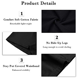 wirarpa Women's Cotton Boy Shorts Underwear Anti Chafing Soft Biker Short Long Leggings Under Shorts Black 3 Pack Large