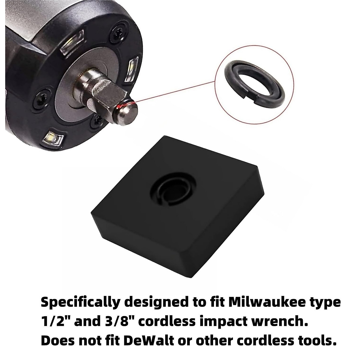 QMTCYXGS ( 12+12 Sets 1/2” & 3/8" Impact Retaining Ring Clip Friction Ring Hog Ring with O-Ring for Milwaukee Electric Pneumatic Type Impact Wrench, Includes Install Tool