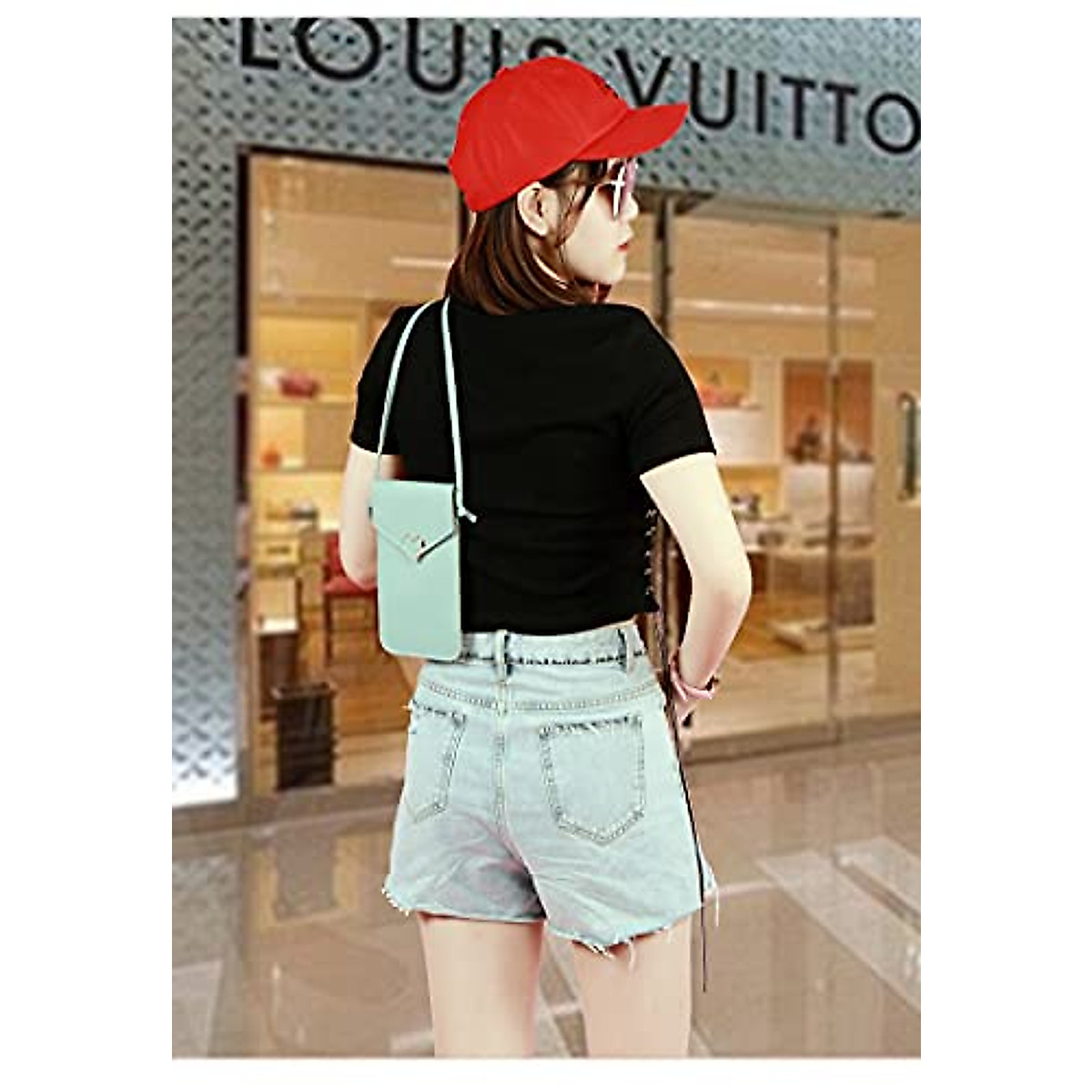 ISYSUII Crossbody Wallet Case for Samsung Galaxy S10 Plus Touch Screen Cell Phone Purse Love Heart Pattern with Card Holder Neck Strap Leather Magnetic Protective Cover for Women Girls,Red