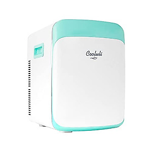 Cooluli 15L Mini Fridge for Bedroom - Car, Office Desk & College Dorm Room - 12V Portable Cooler & Warmer for Food, Drinks, Skincare, Beauty, Makeup & Cosmetics - AC/DC Small Refrigerator (Turquoise)
