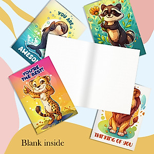 Hat Acrobat 24 Funny Greeting Cards Assortment Box with Envelopes - Funny Thinking of You Cards 24 Unique Designs - Funny Thank You Cards for Coworkers, Friends, Kids, Teachers (Animals)