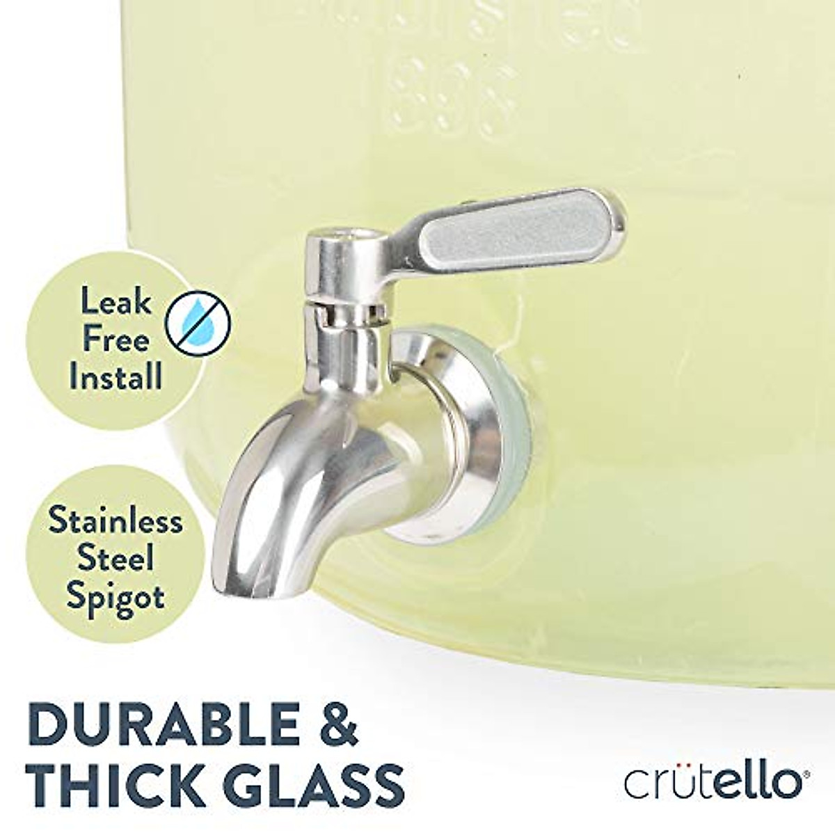 Crutello 2 Pack Glass Beverage Dispenser with Stainless Steel Spigots, 2 Gallon Drink Dispenser Metal Black Stand, Lemonade, Tea, Water, Mason Jar Style | A Family-Owned American Brand
