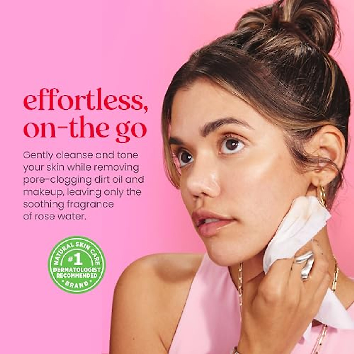 Burt's Bees Micellar Facial Towelettes With Rose Water, Pre-Moistened Towelettes for All Skin Types, 99.5 Percent Natural Origin Skin Care, 30 ct. Package