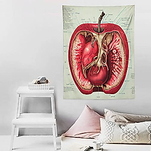 Joint Gou Color Anatomy Tapestry Human Internal Organs Tapestry Red Toxic Apple Tapestry Wall Hanging for Bedroom Living Room Dorm 30"x40"