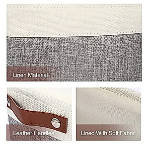 WOOROLL Set of 4 Fabric Storage Bins With Handles, Collapsible Storage Baskets For Organizing, Small Storage basket For Shelves, Closets, Laundry, Nursery