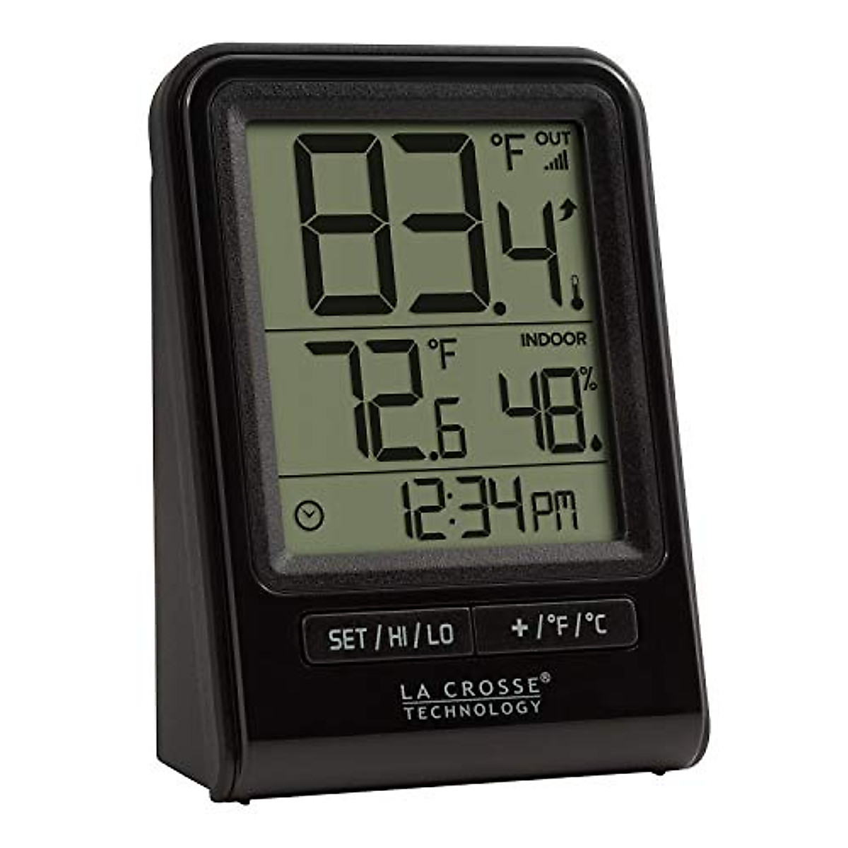 La Crosse Technology 308-1409BT-CBP Wireless Temperature & Humidity Station with Time , Black