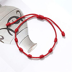 kelistom Handmade 7 Knots Red String Bracelet for Protection, Evil Eye and Good Luck, Amulet for Success and Prosperity, Friendship Bracelets for Women Men Teens
