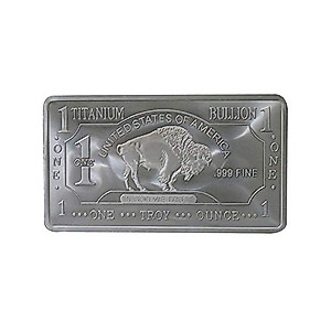 1 oz One Troy Ounce USA American Buffalo .999 Fine Titanium Bullion Bar Ti Element