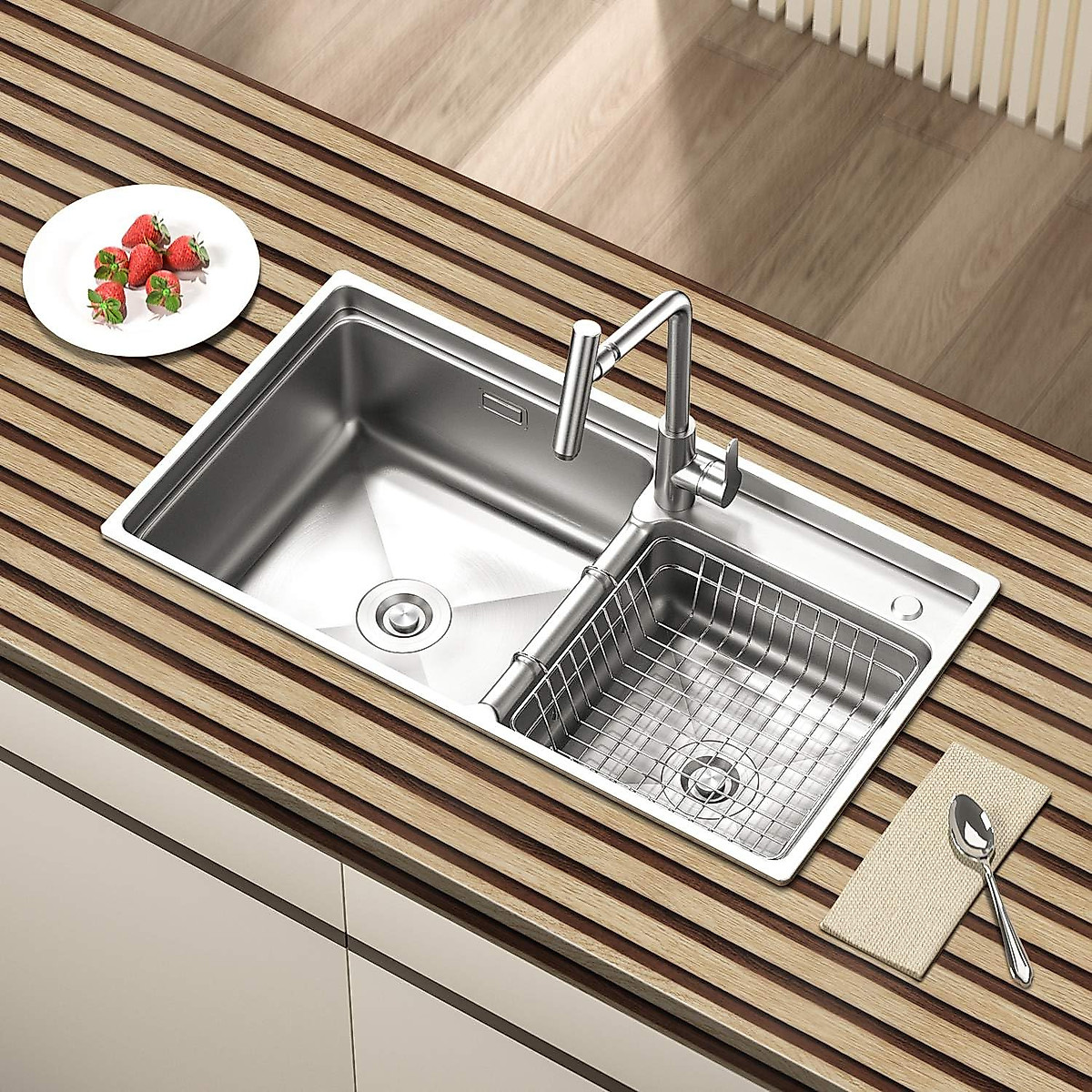 Arthome 17''x120'' Wood Slat Wallpaper Peel and Stick self Adhesive Wood Wallpaper PVC Vinyl Decorative Removable Wallpaper Waterproof Faux Wood Grating Stripe Contact Paper for Living Room Bedroom